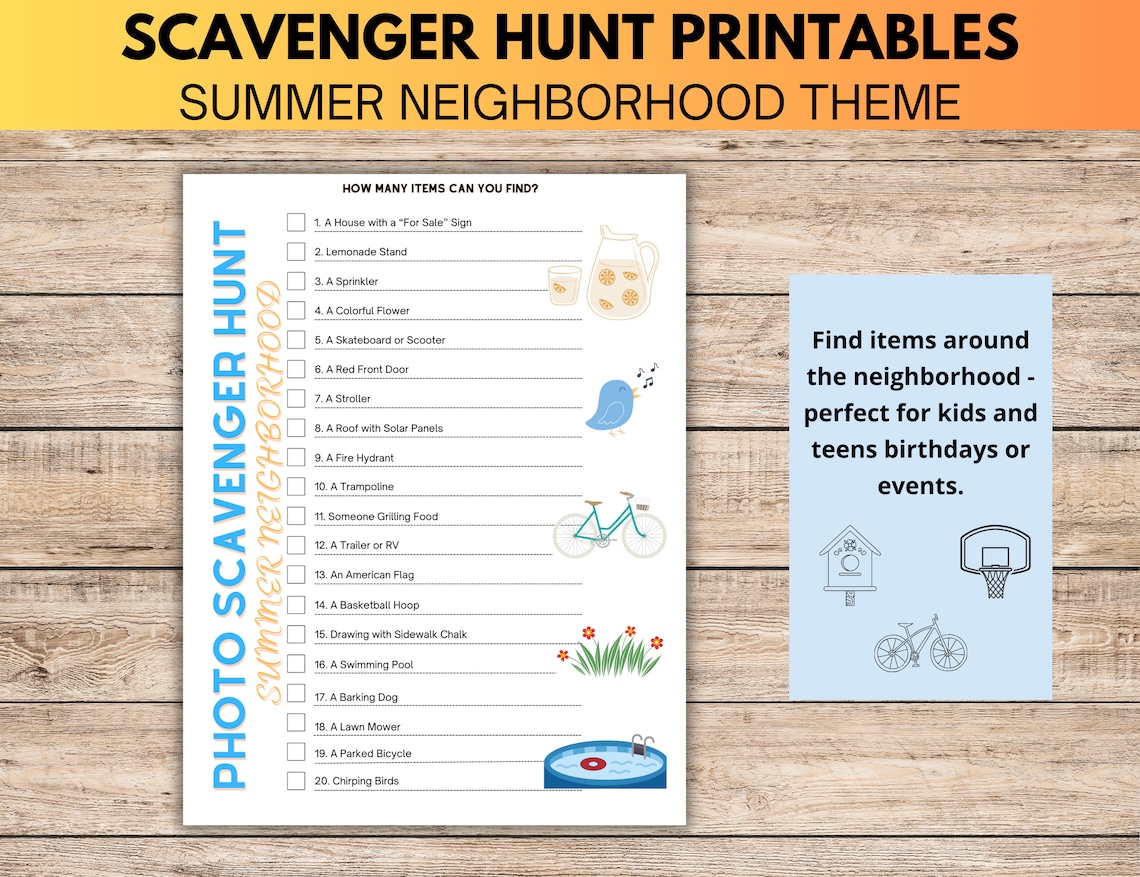 Summer Photo Scavenger Hunt Printables Beach, Nature, and Neighborhood ...
