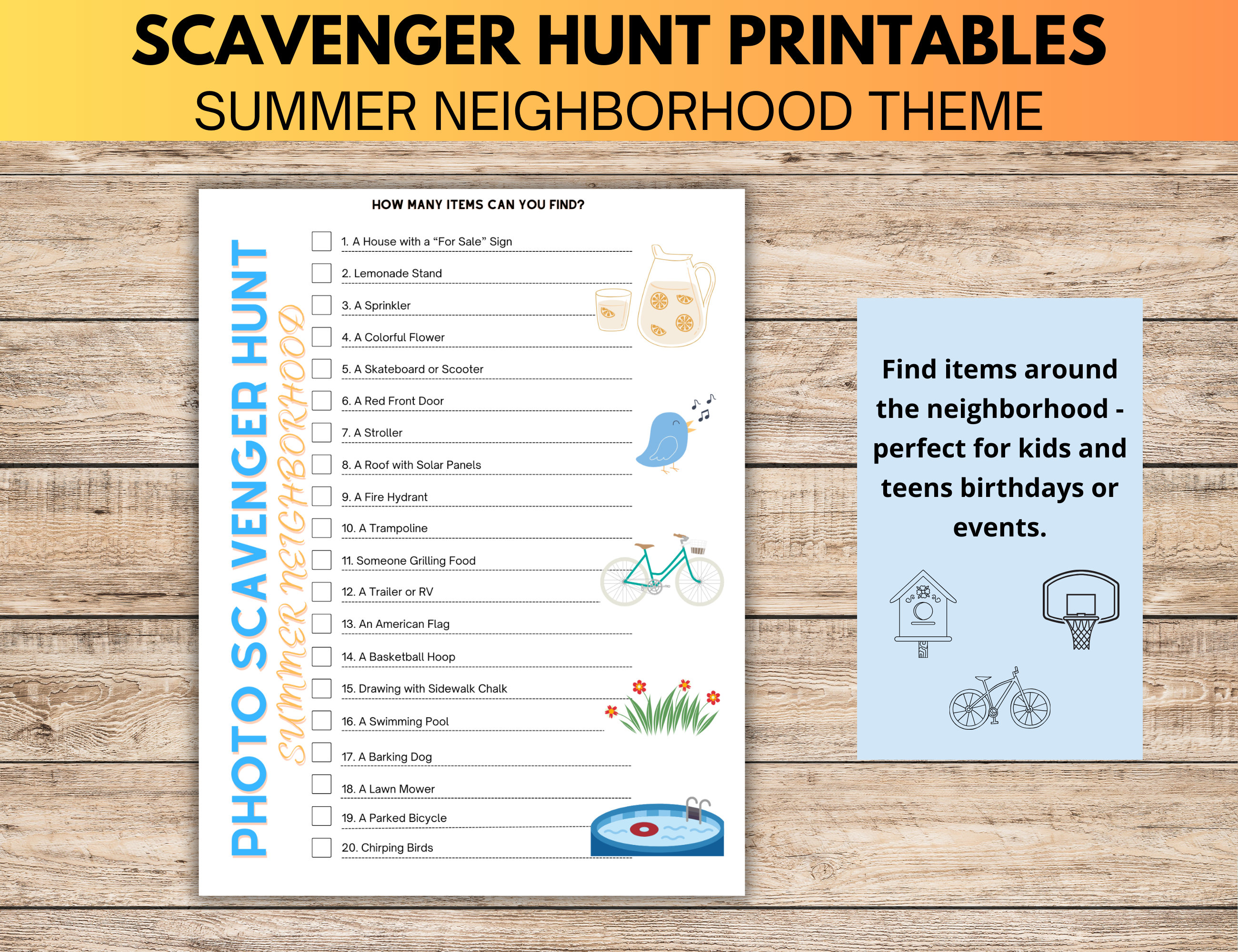 Summer Photo Scavenger Hunt Printables: Beach, Nature, Neighborhood ...