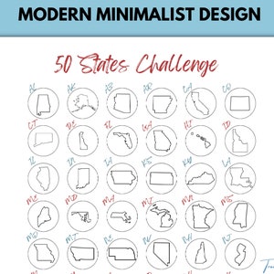 50 States Challenge, Travel All 50 States Bucket List Printable, USA ...