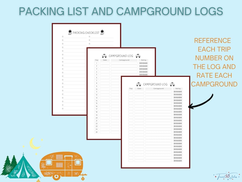 RV Camping Journal Logbook Printable Bundle | RV Journal | Camping ...