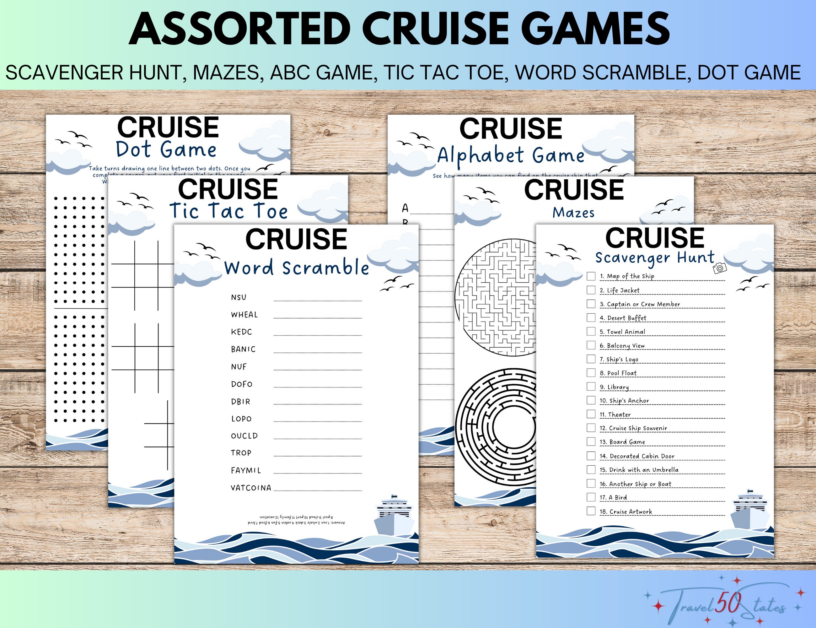 Cruise Games and Activities Printable Bundle | Cruise Ship Bingo, Mad ...
