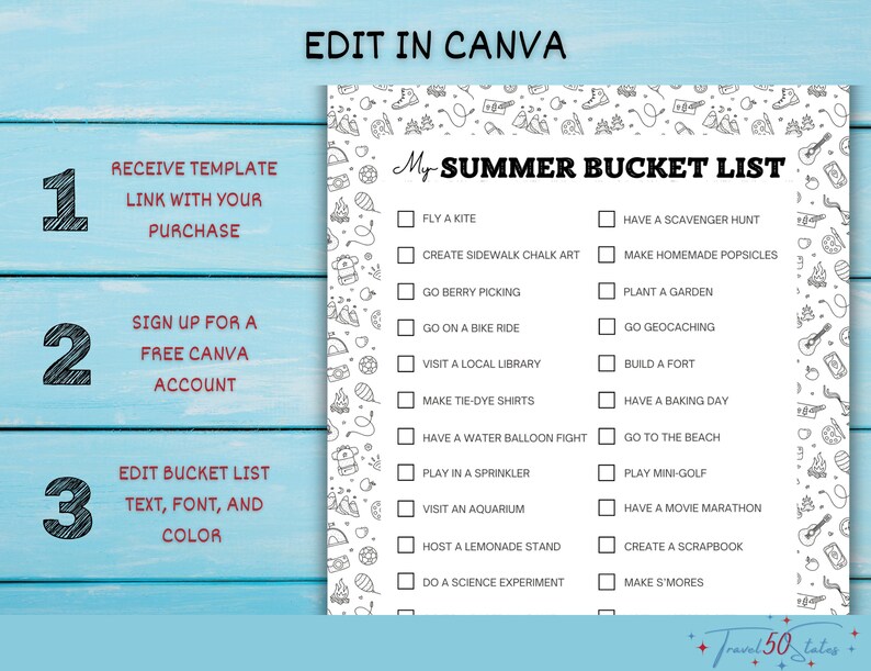Summer Bucket List EDITABLE | Kids Checklist Template | Printable ...
