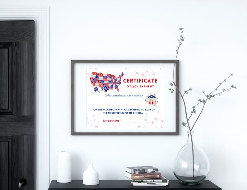 Traveled to All 50 States Certificate of Achievement, 50 States Club ...