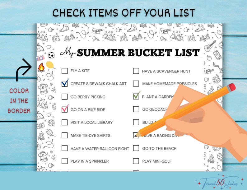 Summer Bucket List EDITABLE | Kids Checklist Template | Printable ...