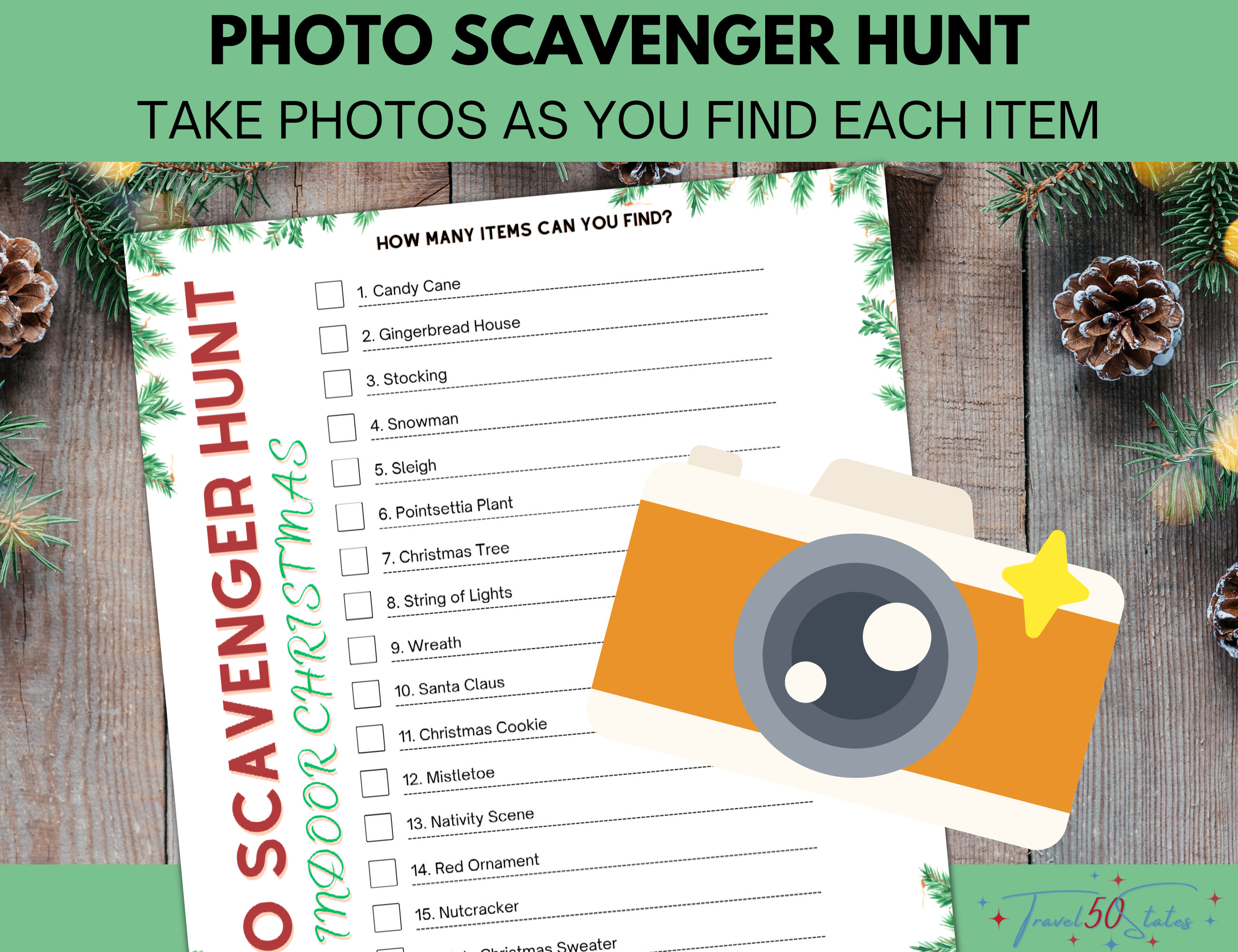 Christmas Photo Scavenger Hunt Printable- Indoor and Outdoor Christmas ...