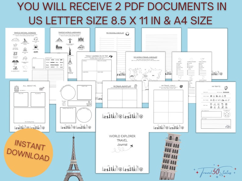 Travel Journal Kids Around the World, Kids Adventure Journal, World ...