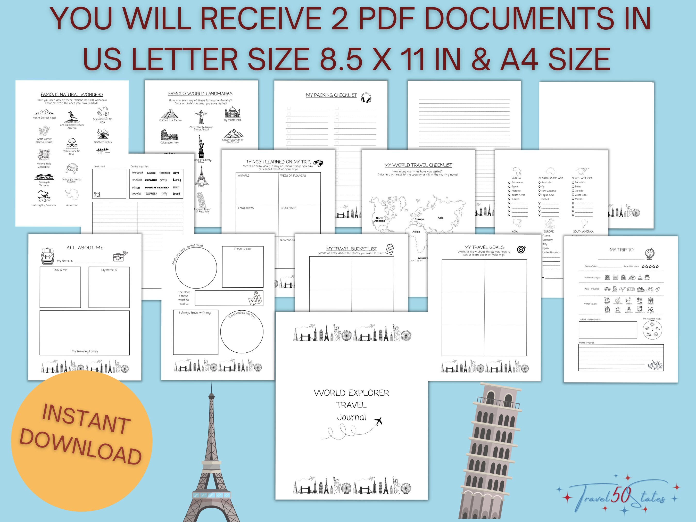 Travel Journal Kids Around the World, Kids Adventure Journal, World ...