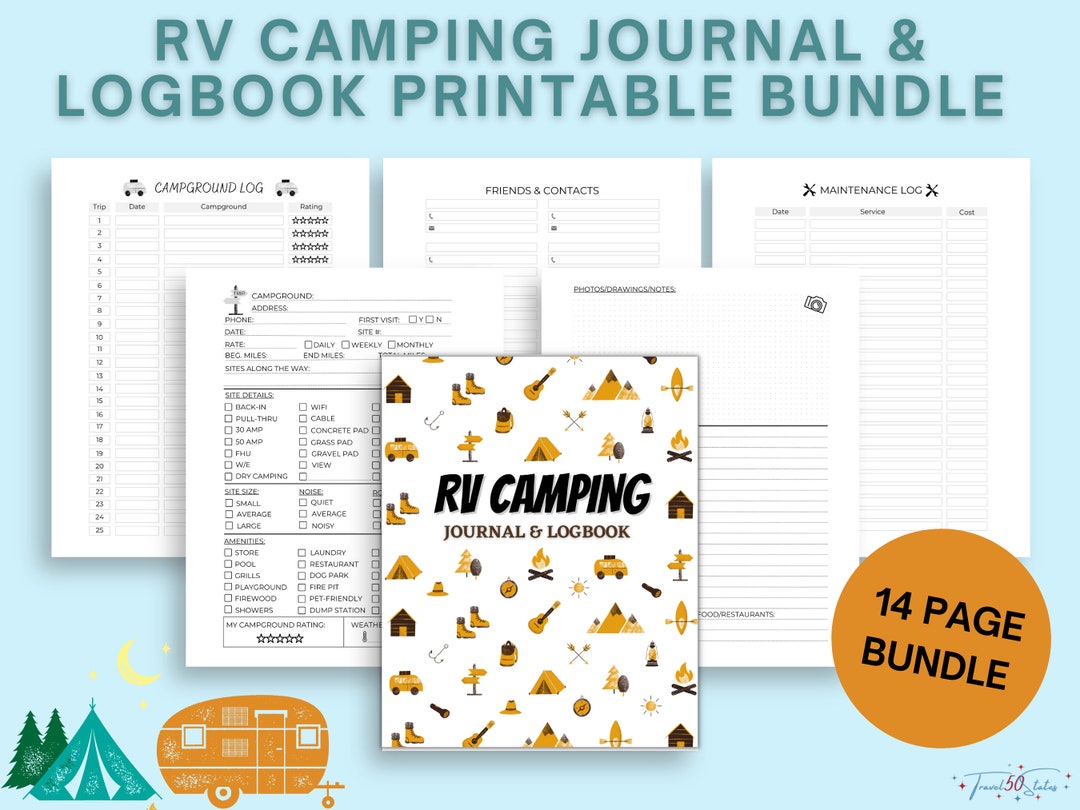 RV Camping Journal Logbook Printable Bundle | RV Journal | Camping ...