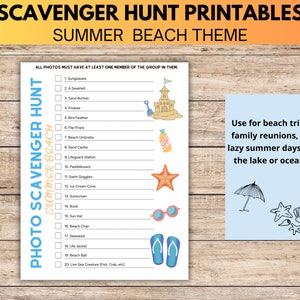Summer Photo Scavenger Hunt Printables - Beach, Nature, and ...