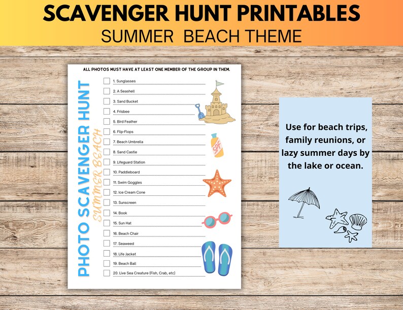 Summer Photo Scavenger Hunt Printables - Beach, Nature, and ...