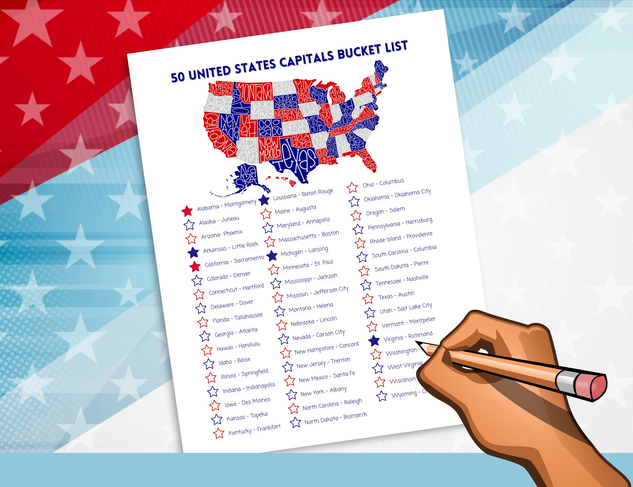 State Capitals Bucket List: USA Travel Checklist (PDF Download) - Etsy
