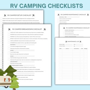 RV Camping Maintenance Checklists: Setup, Breakdown, Log (PDF Printable ...