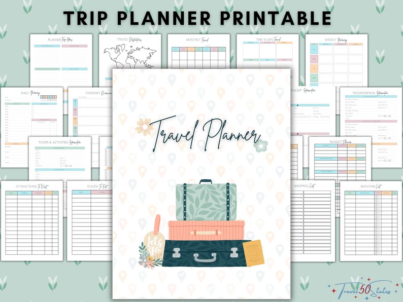 Travel Planner Printable | Trip Planner |travel Itinerary, Packing List ...