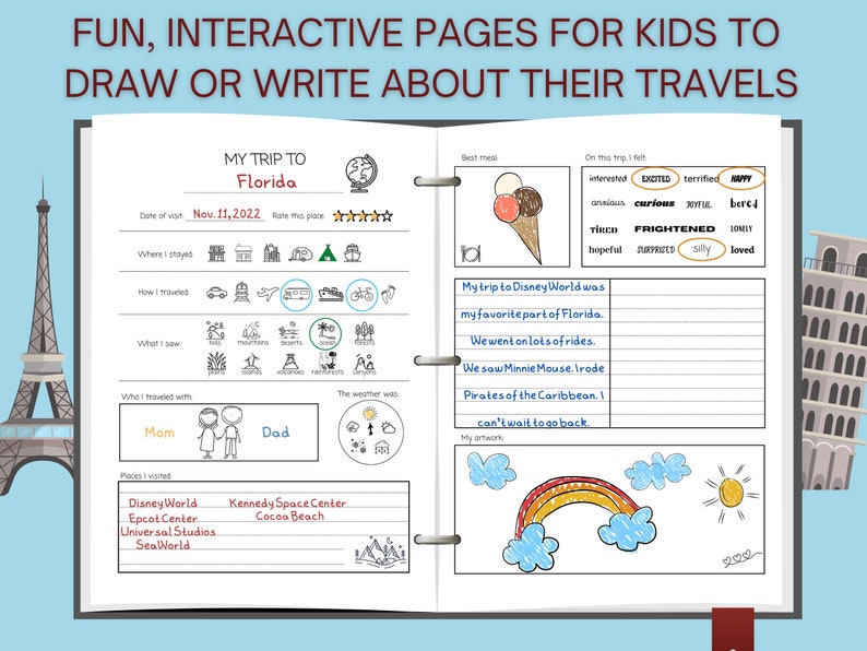 Travel Journal Kids Around the World, Kids Adventure Journal, World ...