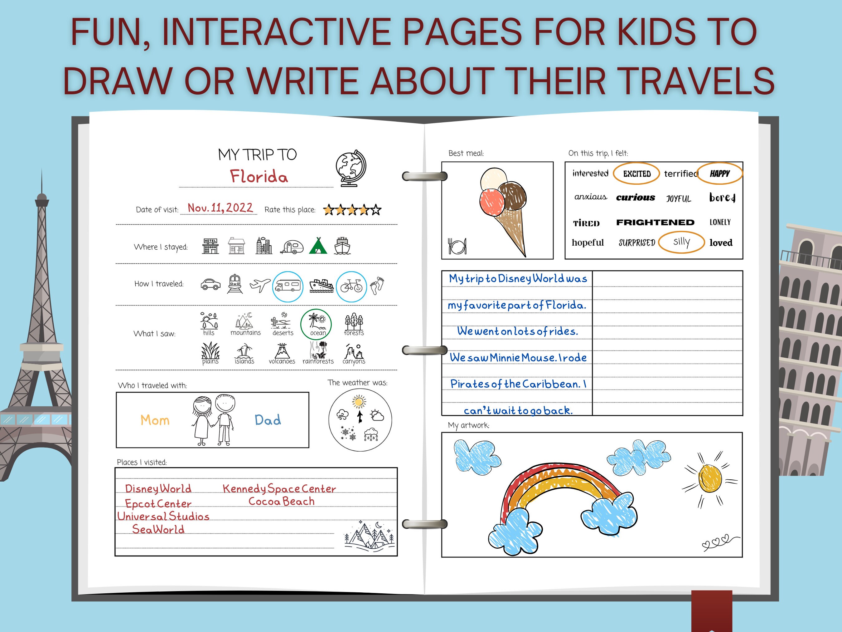 Travel Journal Kids Around the World, Kids Adventure Journal, World ...