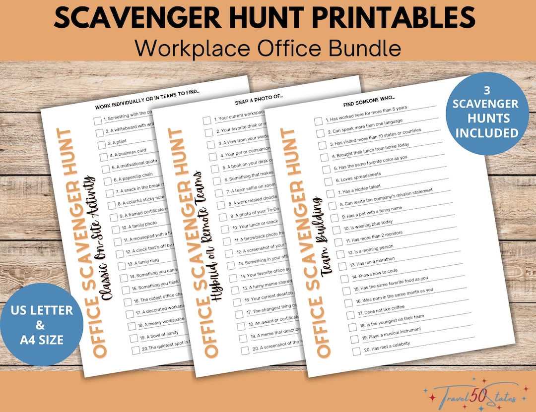 Workplace Scavenger Hunt Bundle: Office Team Building Games (printable ...