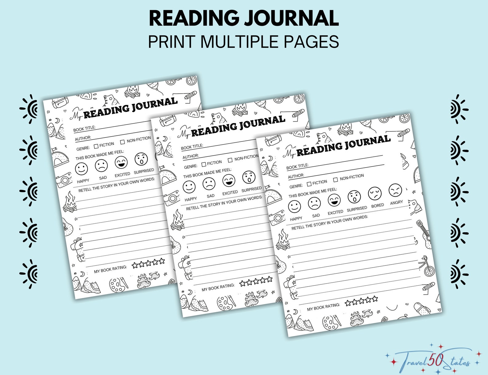 Summer Reading Journal Printable Bundle | Book Log, Reading Tracker ...