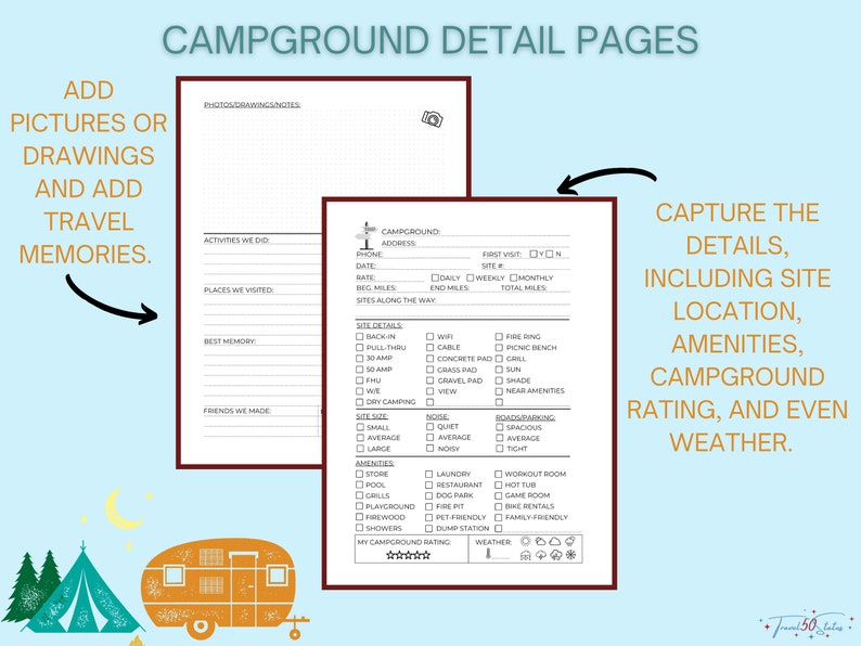 RV Camping Journal Logbook Printable Bundle RV Journal Camping Bundle ...
