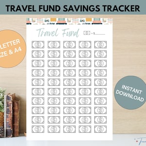 Travel Fund Savings Tracker Printable | Travel Financial Goal Challenge ...