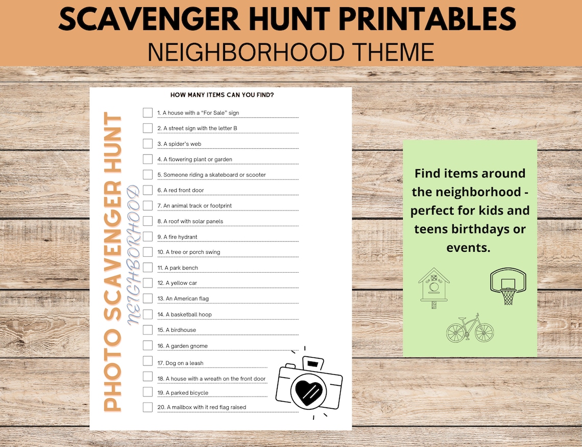 Photo Scavenger Hunt Printables Nature, Neighborhood, and Team Building ...