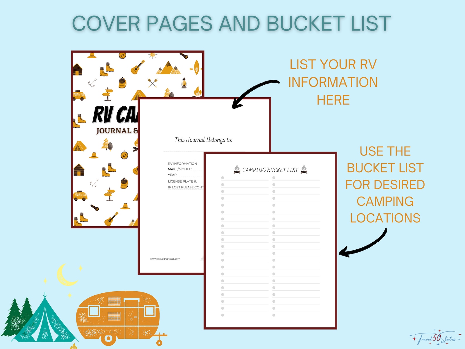 RV Camping Journal Logbook Printable Bundle | RV Journal | Camping ...