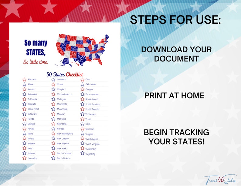 50 United States Checklist, so Many States, so Little Time, USA Travel ...