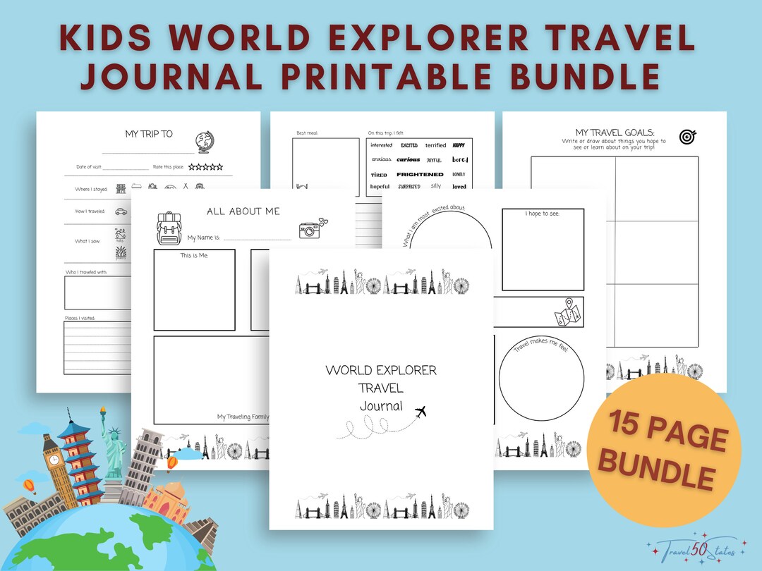 Travel Journal Kids Around the World, Kids Adventure Journal, World ...