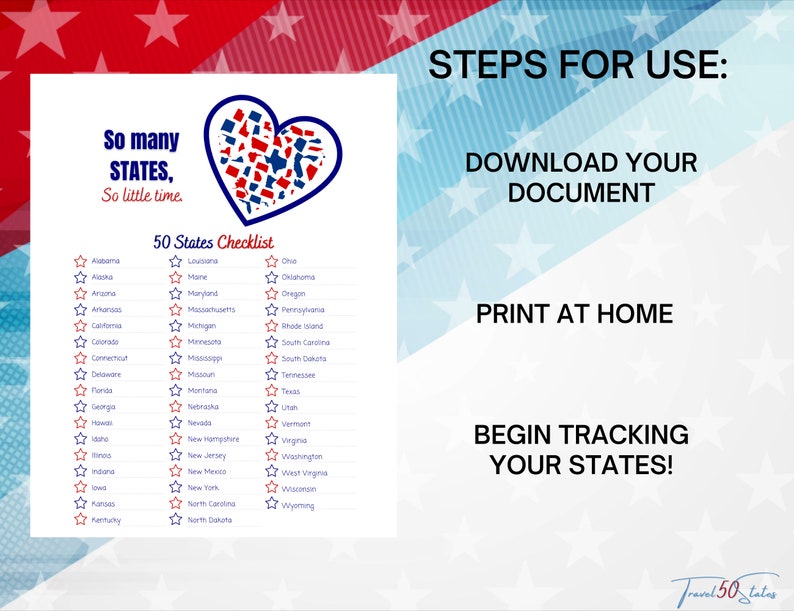 50 United States Checklist, so Many States so Little Time, USA Travel ...