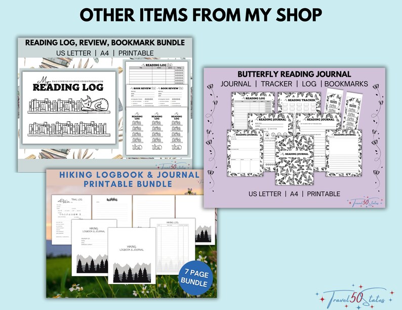 Summer Reading Journal Printable Bundle | Book Log, Reading Tracker ...