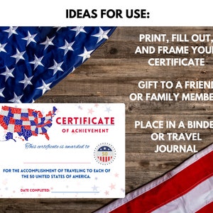 Traveled to All 50 States Certificate of Achievement, 50 States Club ...