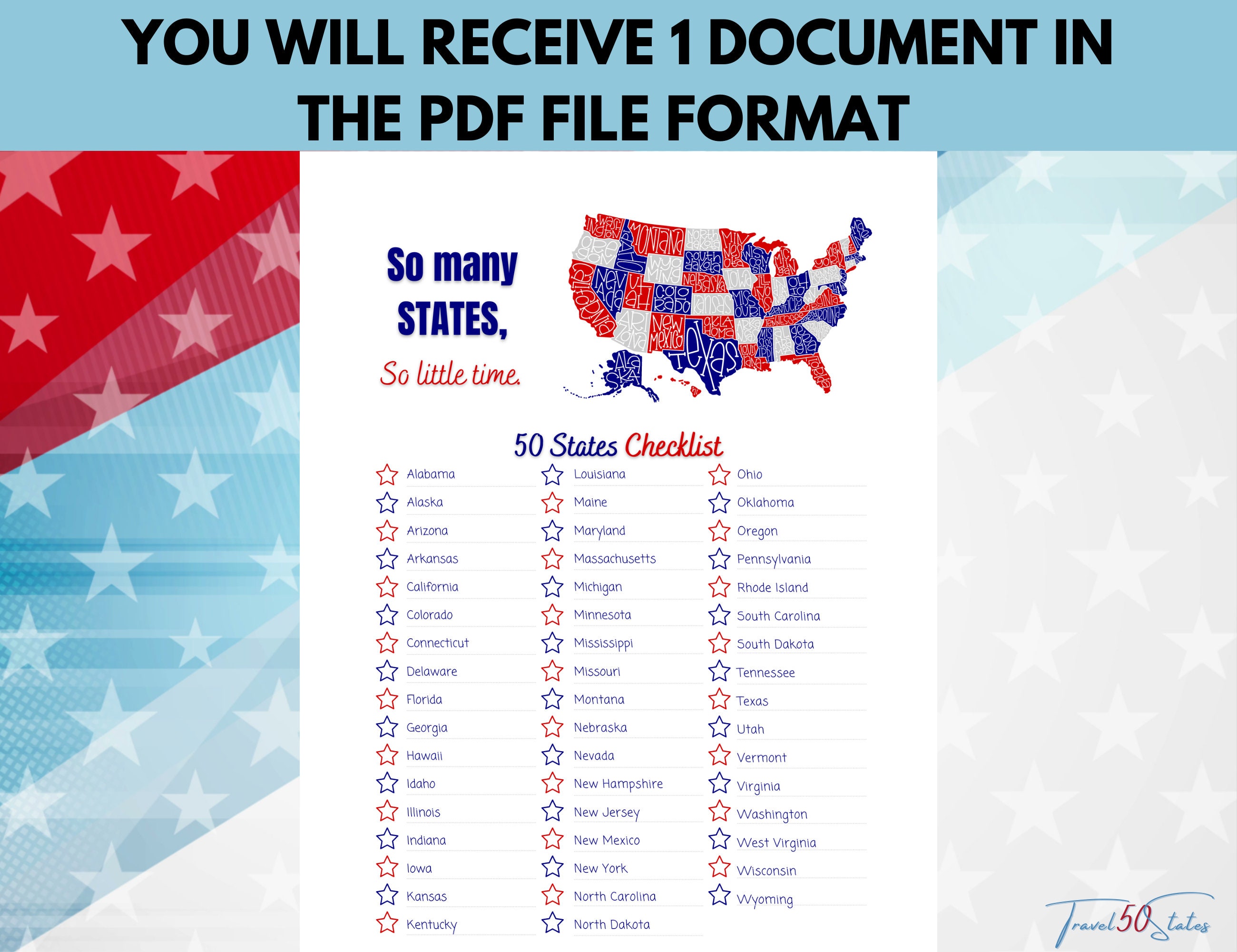 50 United States Checklist, so Many States, so Little Time, USA Travel ...