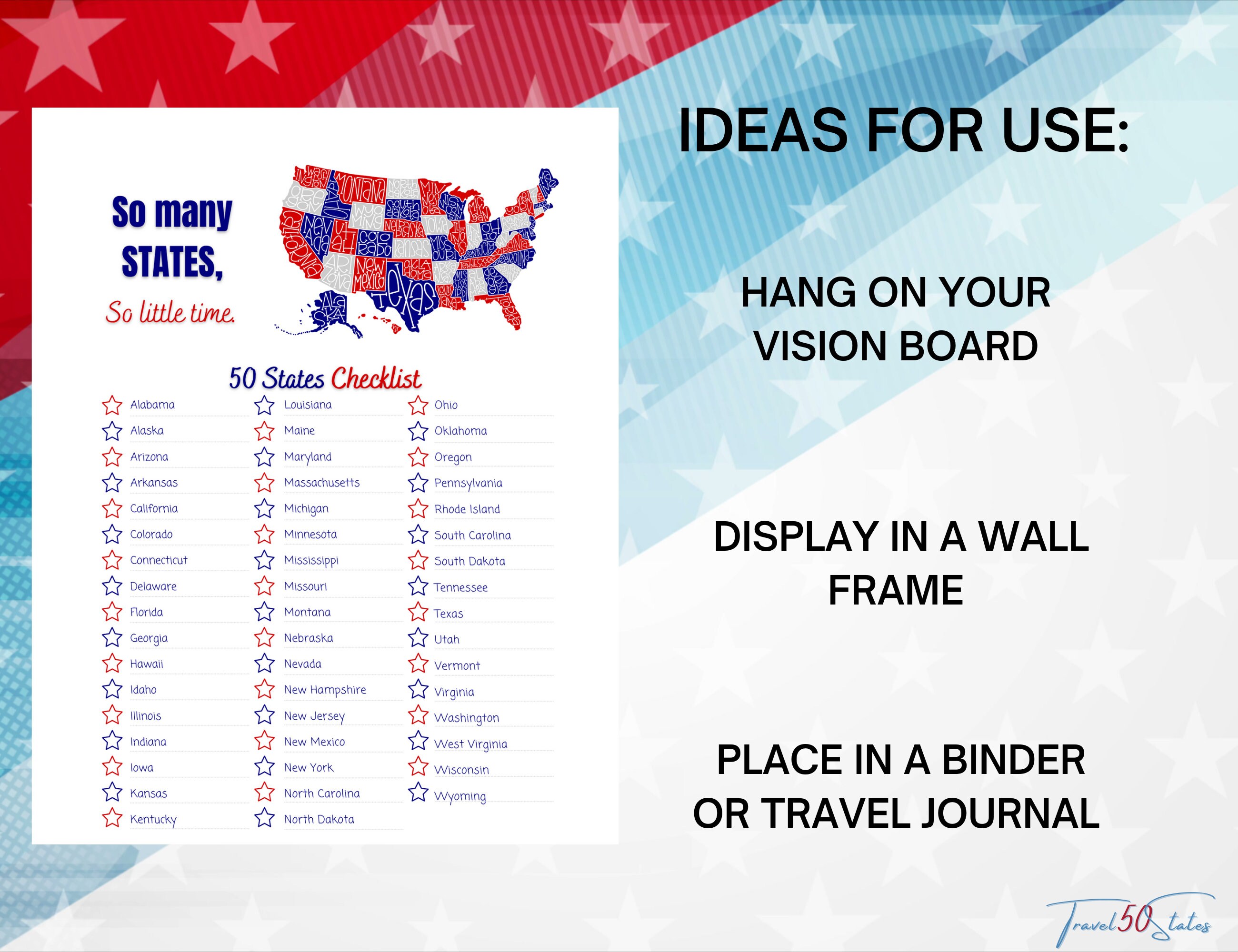 50 United States Checklist, so Many States, so Little Time, USA Travel ...