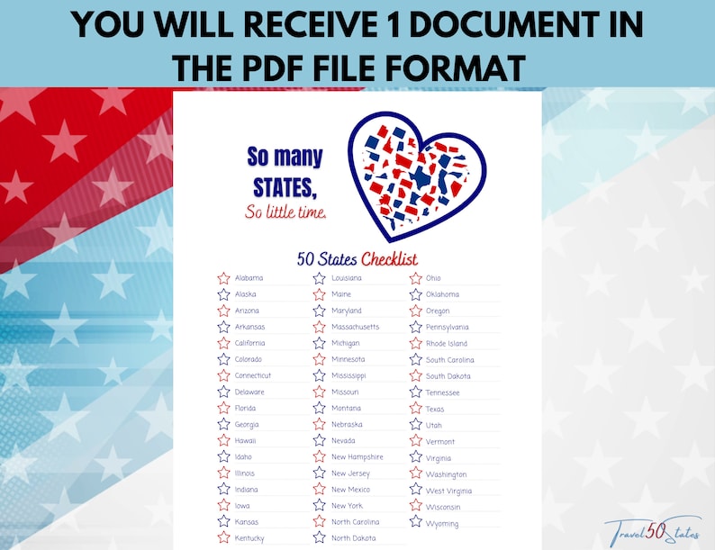 50 United States Checklist, so Many States so Little Time, USA Travel ...