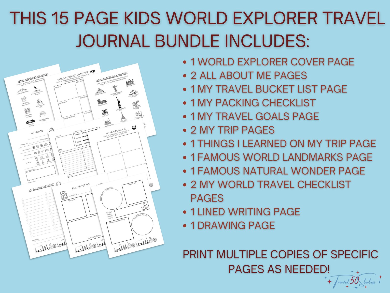 Travel Journal Kids Around the World, Kids Adventure Journal, World ...