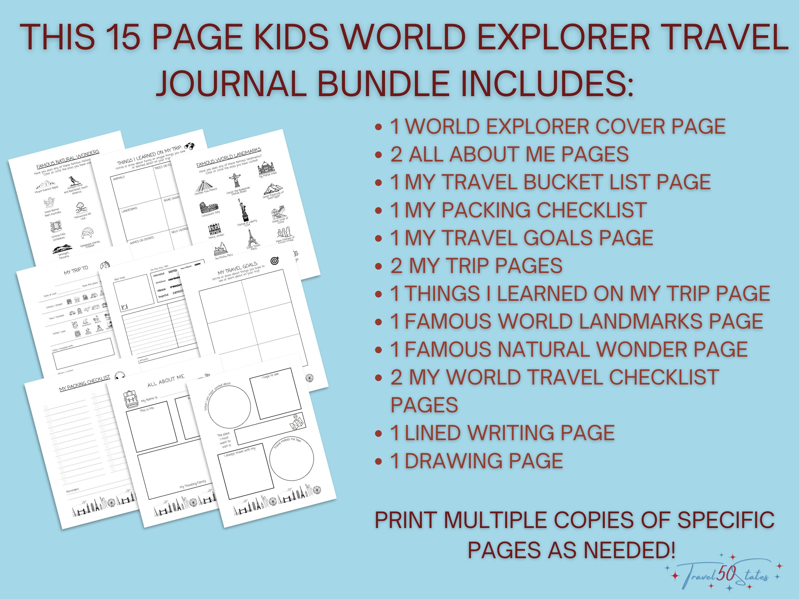Travel Journal Kids Around the World, Kids Adventure Journal, World ...