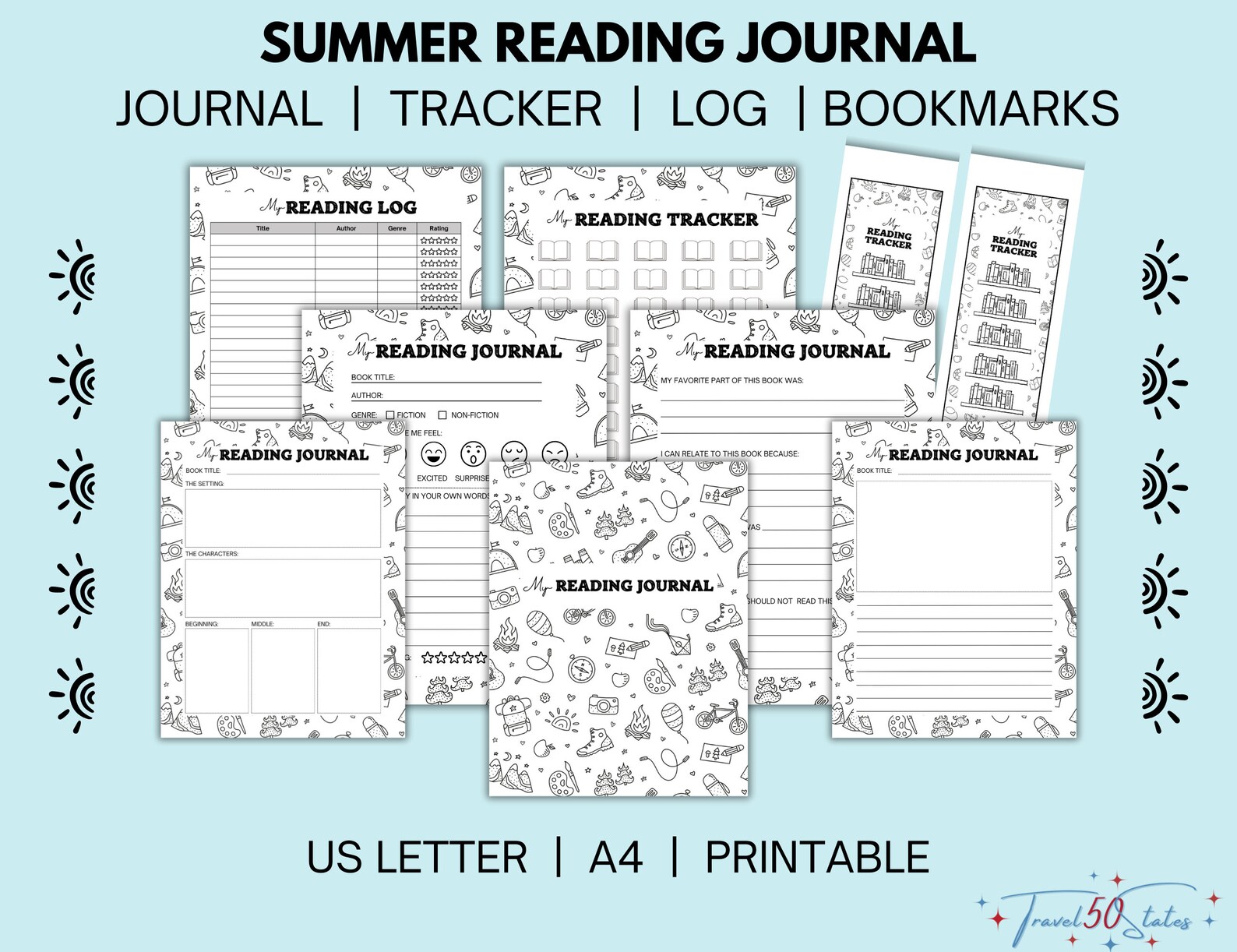 Summer Reading Journal Printable Bundle | Book Log, Reading Tracker ...