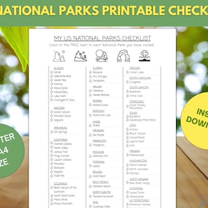 US National Parks Printable Checklist, All 63 United States National ...