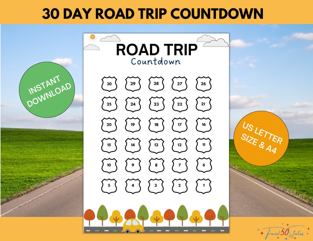 Road Trip Countdown: 30-day Vacation Planner (digital Download) - Etsy