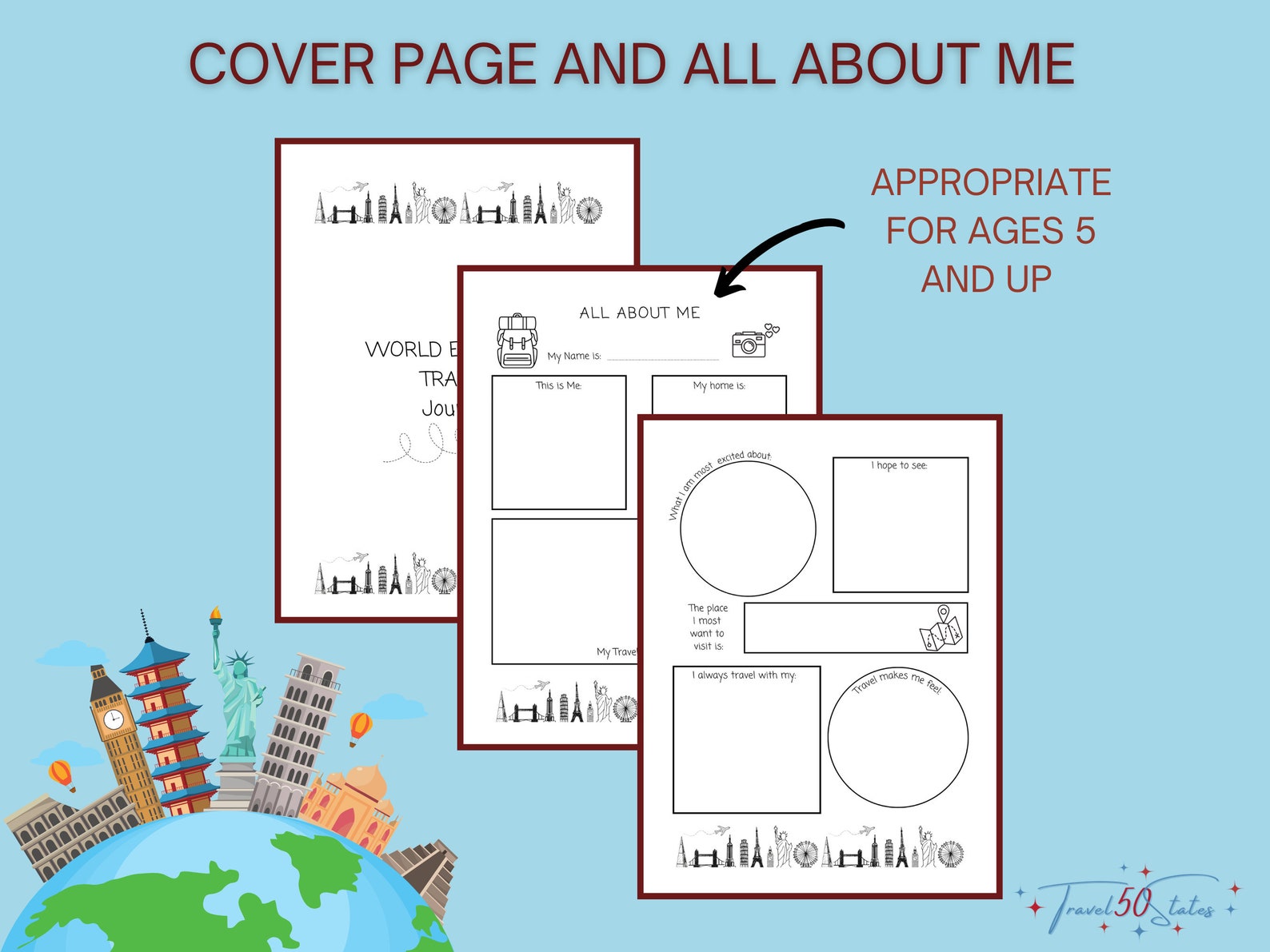 Travel Journal Kids Around the World, Kids Adventure Journal, World ...