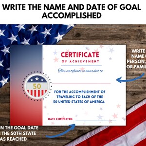 Traveled to All 50 States Certificate of Achievement , Fifty States ...