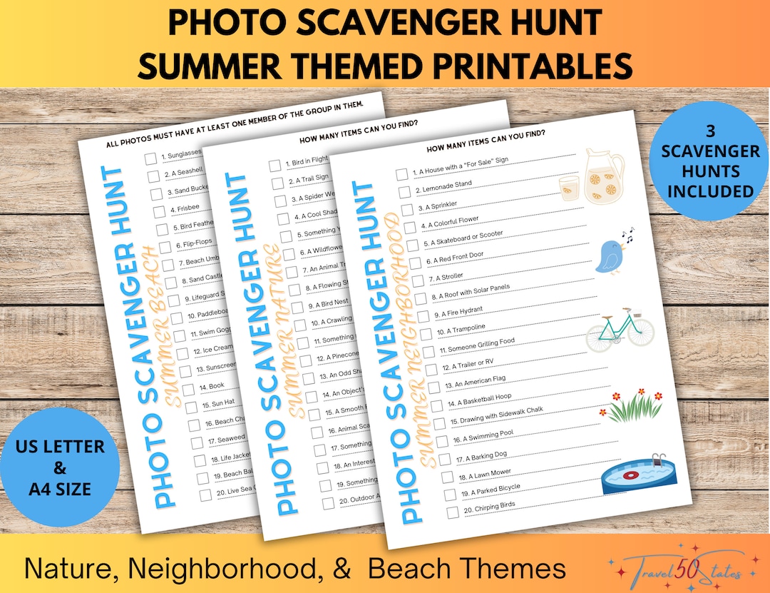 Summer Photo Scavenger Hunt Printables - Beach, Nature, and ...