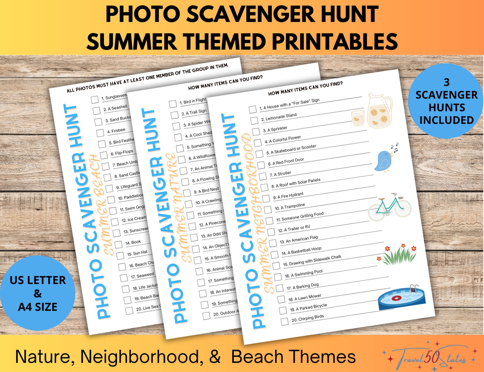 Summer Photo Scavenger Hunt Printables - Beach, Nature, and ...