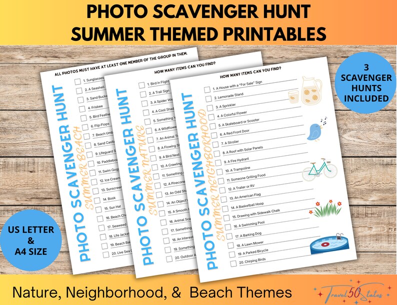 Summer Photo Scavenger Hunt Printables - Beach, Nature, and ...