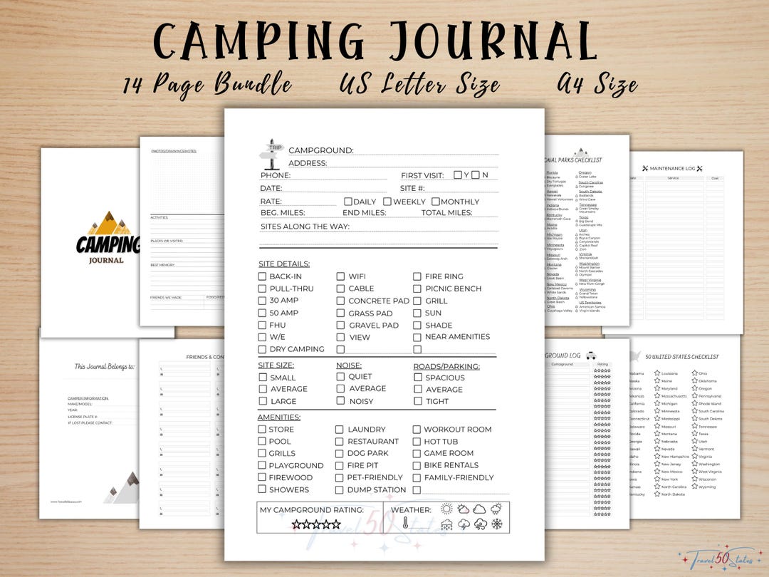 Camping Journal Printable Bundle, Camper Logbook, Maintenance Log ...