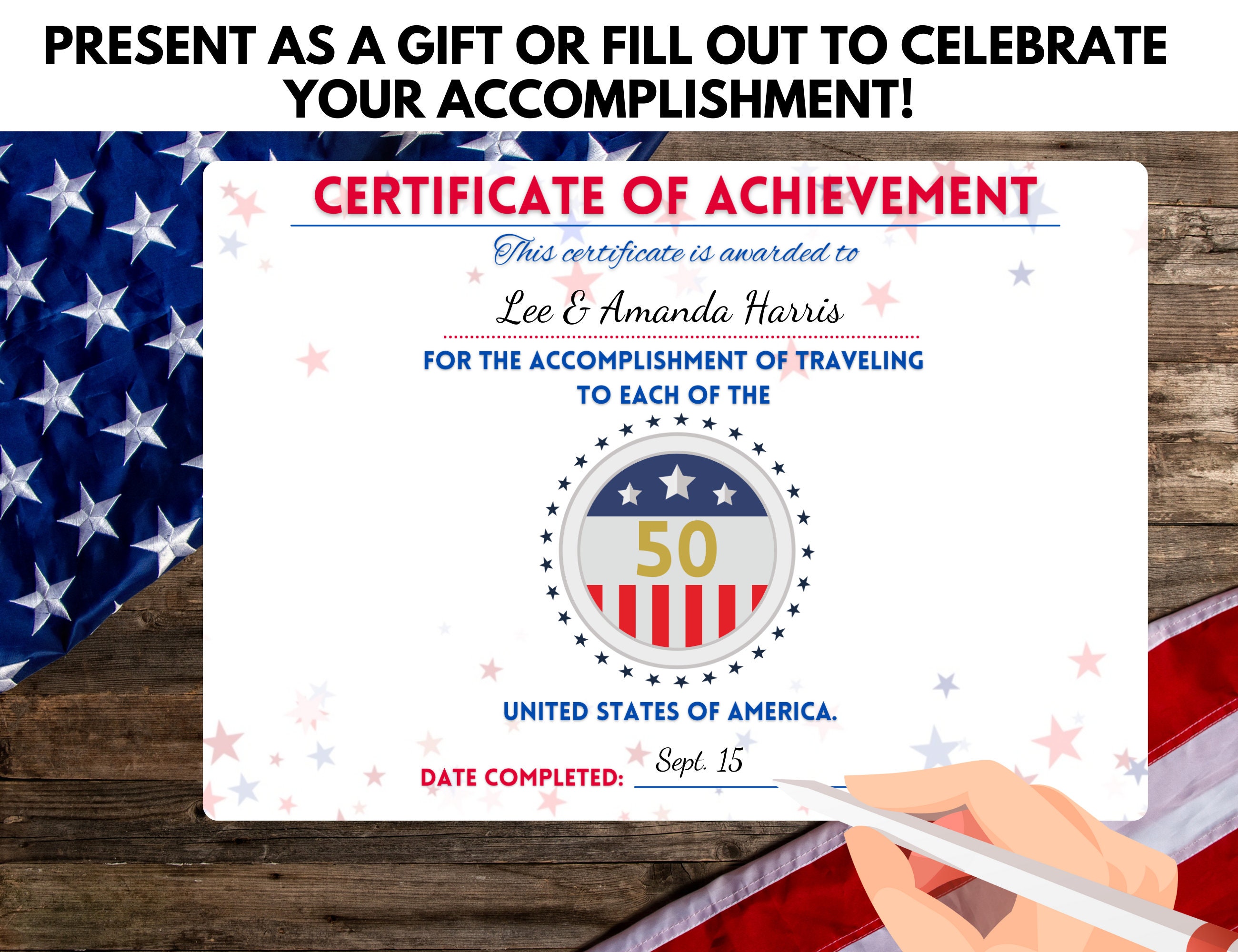 Traveled to All 50 States Certificate of Achievement - Etsy