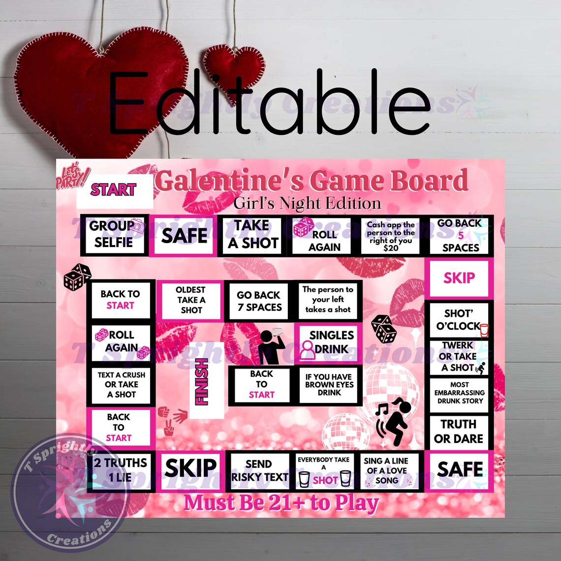 Editable Galentines Board Game, Instant Download, Printable File ...