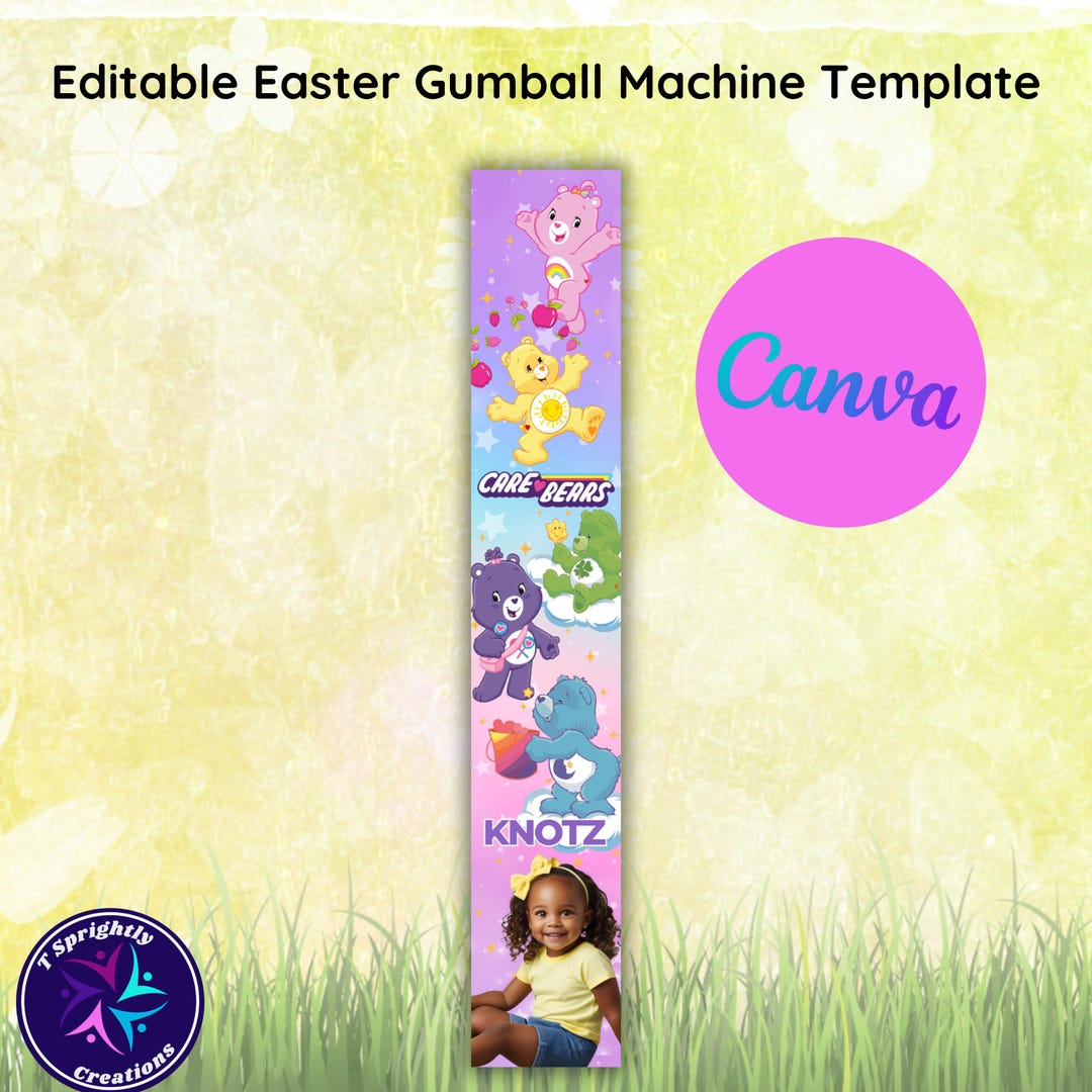 Editable Easter Gumball Machine Template, Digital Instant Download, DIY ...