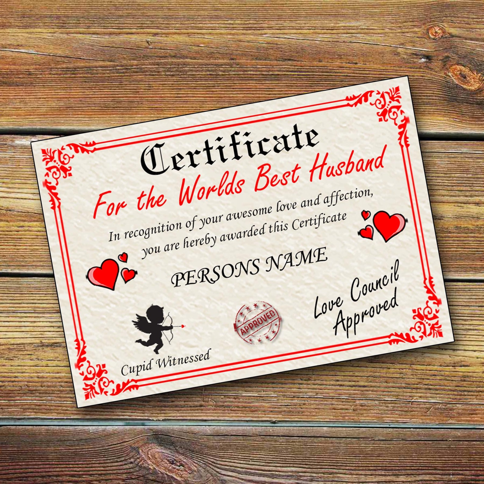 Worlds Best Husband Certificate - Etsy