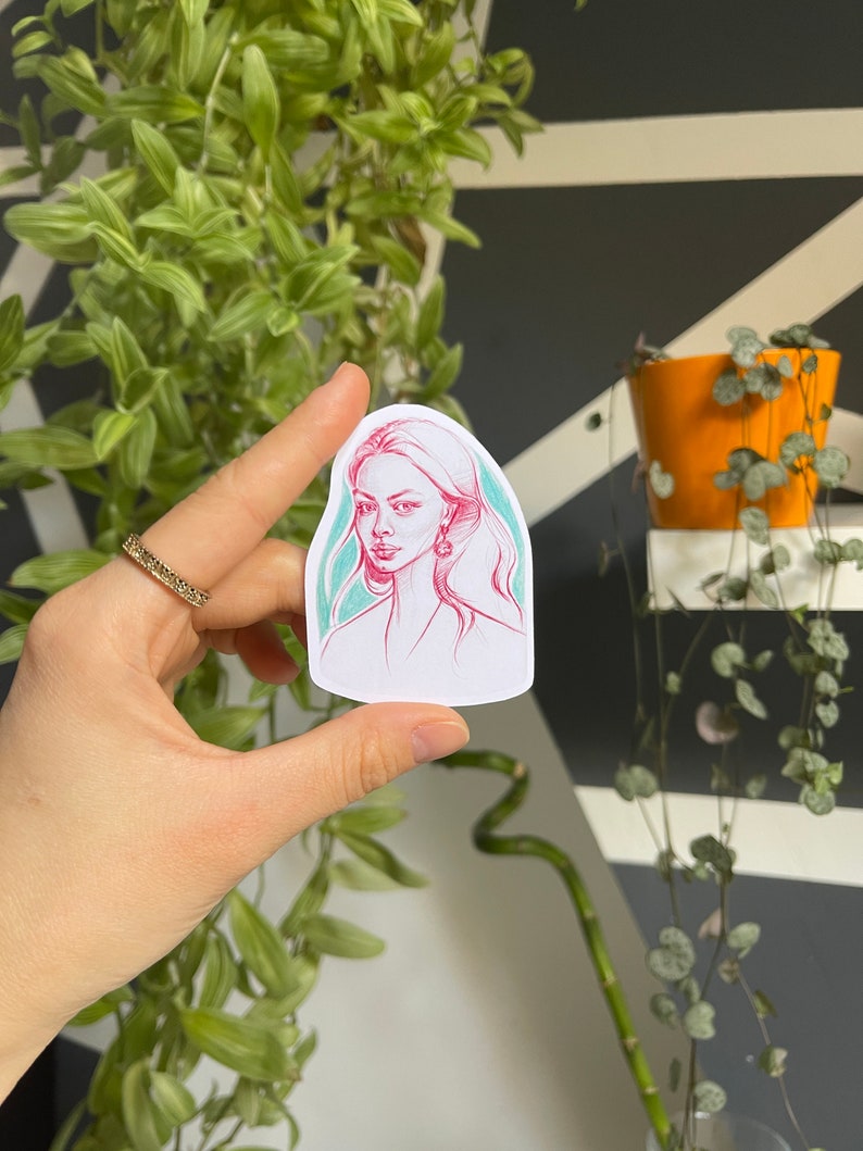 Glossy Sticker Set Portrait Drawing Sticker Set Journalling - Etsy