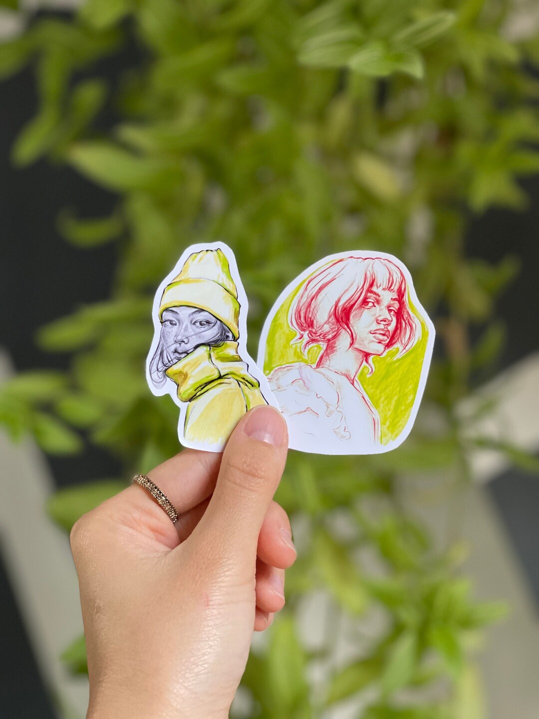 Glossy Sticker Set Portrait Drawing Sticker Set Portrait - Etsy